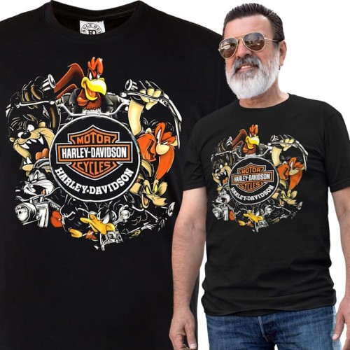 MĘSKA KOSZULKA DLA MOTOCYKLISTY NA MOTOR HARLEY-DAVIDSON LOONEY TUNES ...